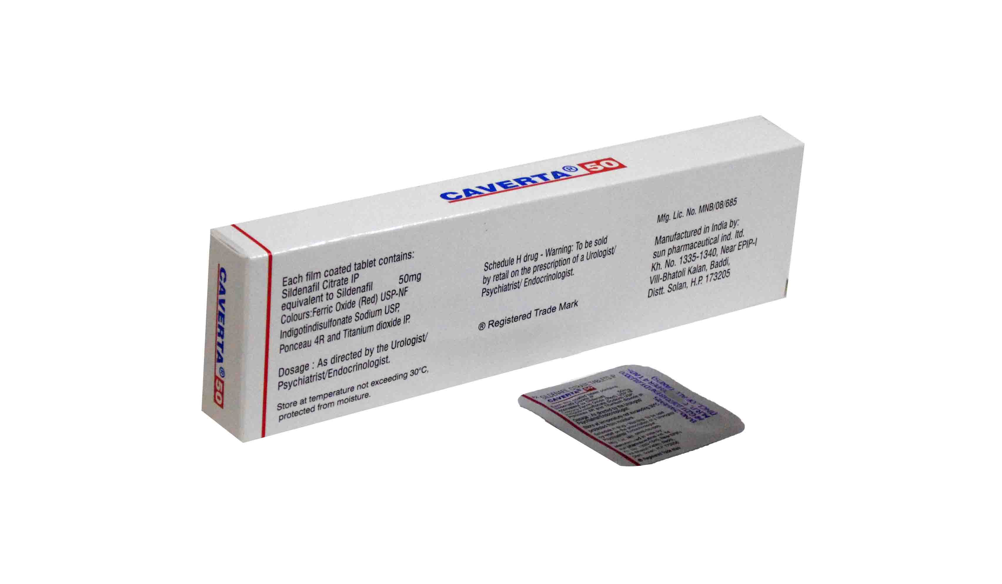 Caverta 50 mg tablet Online : Uses, Dosage, Side Effects, Cost
